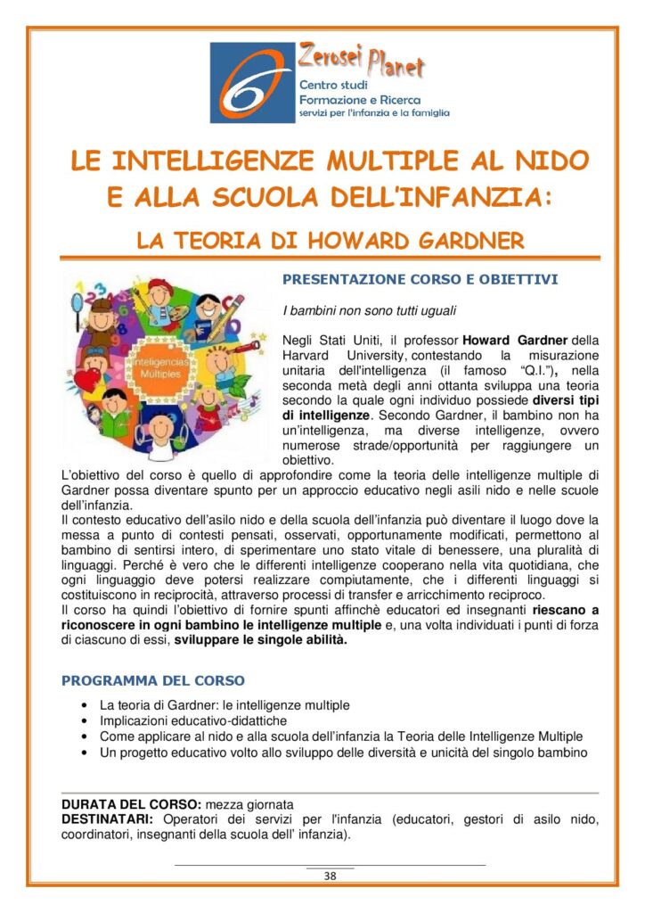 LE INTELLIGENZE MULTIPLE AL NIDO E ALLA SCUOLA DELL'INFANZIA SECONDO H ...